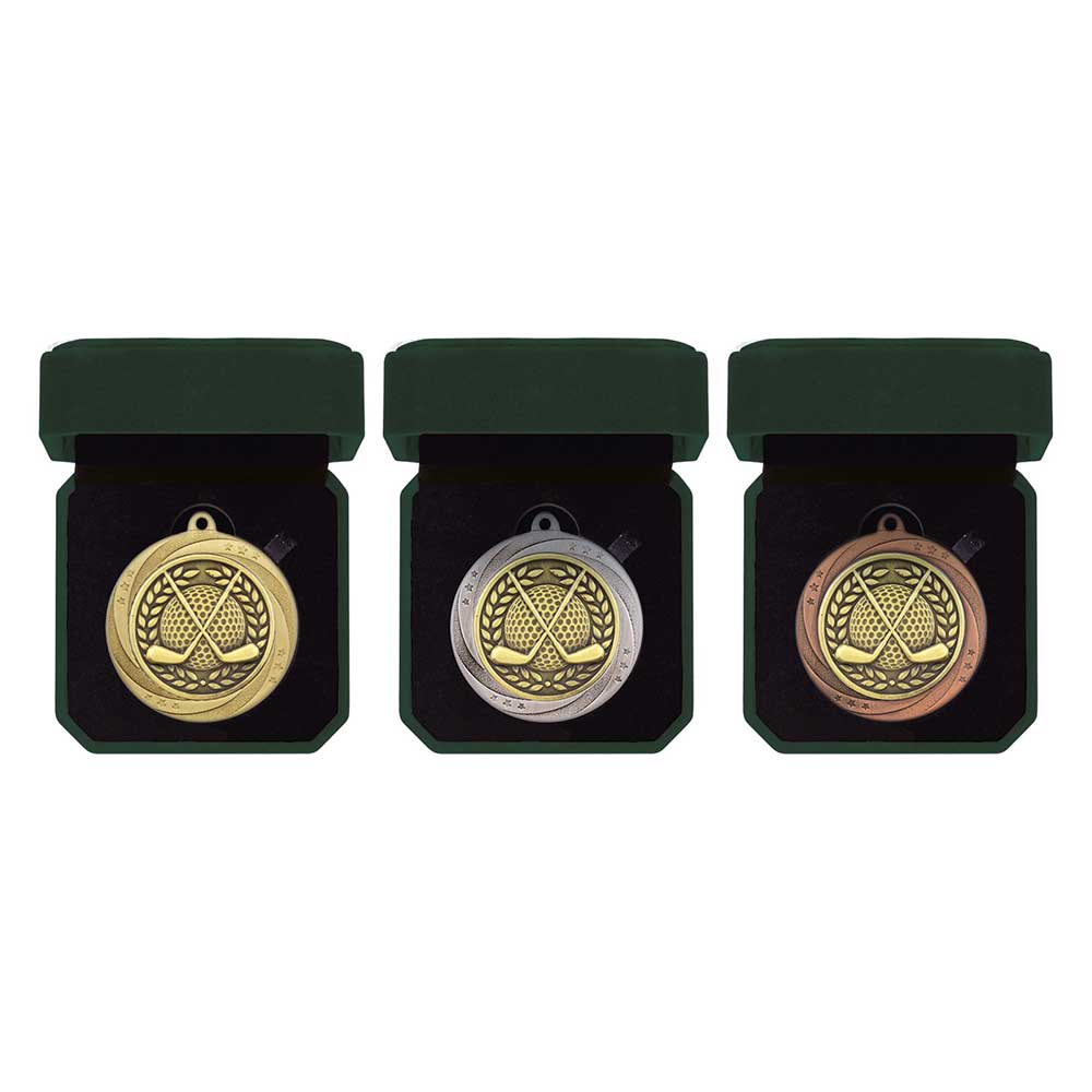 Superstar Golf Medal & Box Gold Silver Bronze | Prudhoe Rosettes and ...