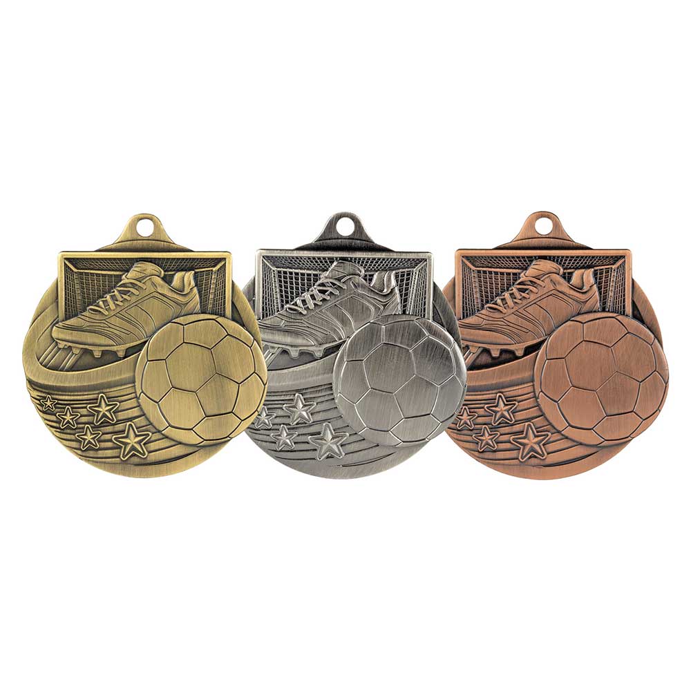 Power Strike Football Medal Gold Silver Bronze | Prudhoe Rosettes and ...